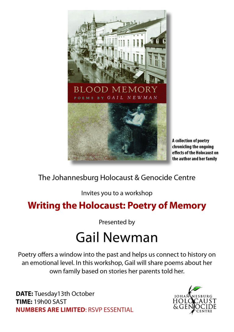WEBINAR - Writing the Holocaust: Poetry of Memory - The Johannesburg ...