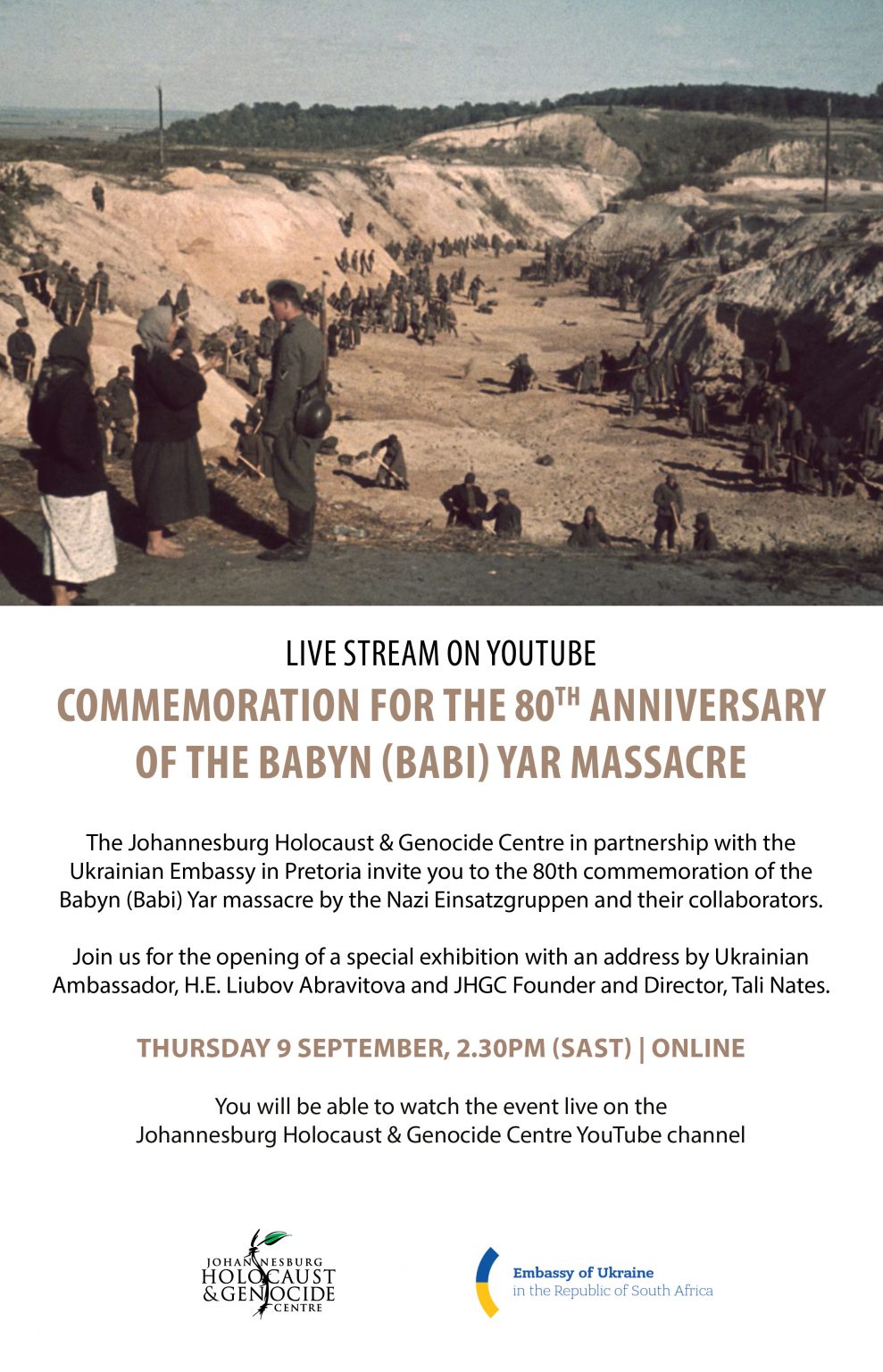 Commemoration for the 80th Anniversary of the Babyn (Babi) Yar Massacre ...