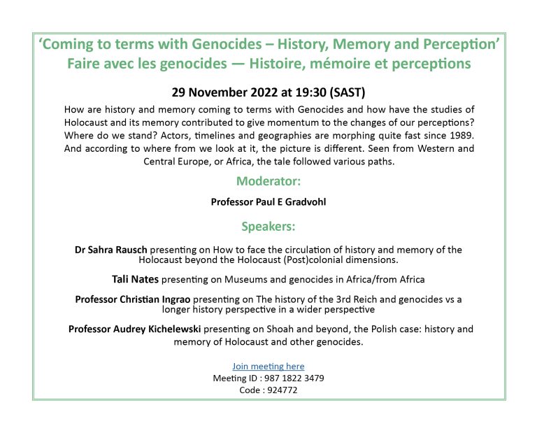 Coming to terms with Genocides - The Johannesburg Holocaust & Genocide ...