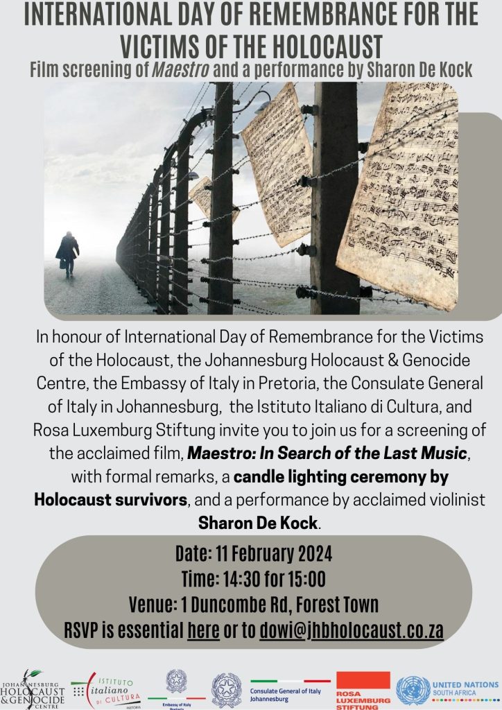 Film screening of Maestro and a performance by Sharon De Kock for ...